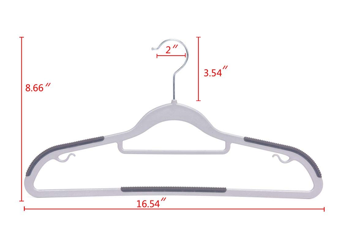 Quality Hangers Clothes Hangers 50 Pack - Non-Velvet Plastic Hangers for Clothes - Heavy Duty Coat Hanger Set - Space-Saving Closet Hangers with Gray Swivel Hooks - Functional Non-Flocked Hangers