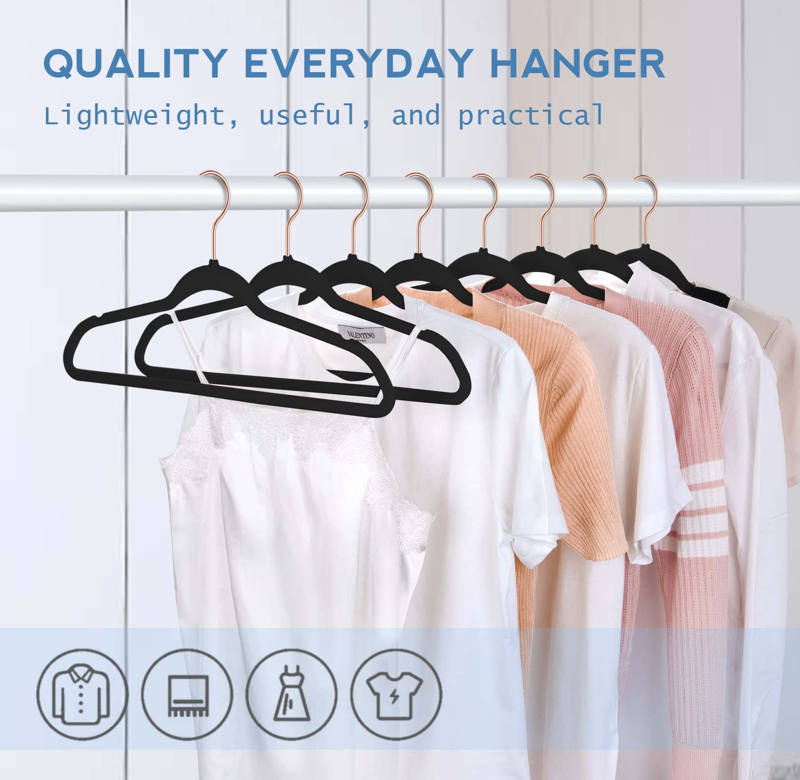 TIMMY Hangers Black Velvet Hangers - Suit Hangers (50-Pack) Ultra Thin Space Saving Coat Hanger and Heavy Duty Clothes Hangers Hold Up-to 10 Lbs, for Coats, Jackets, Pants and More