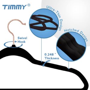 TIMMY Hangers Black Velvet Hangers - Suit Hangers (50-Pack) Ultra Thin Space Saving Coat Hanger and Heavy Duty Clothes Hangers Hold Up-to 10 Lbs, for Coats, Jackets, Pants and More