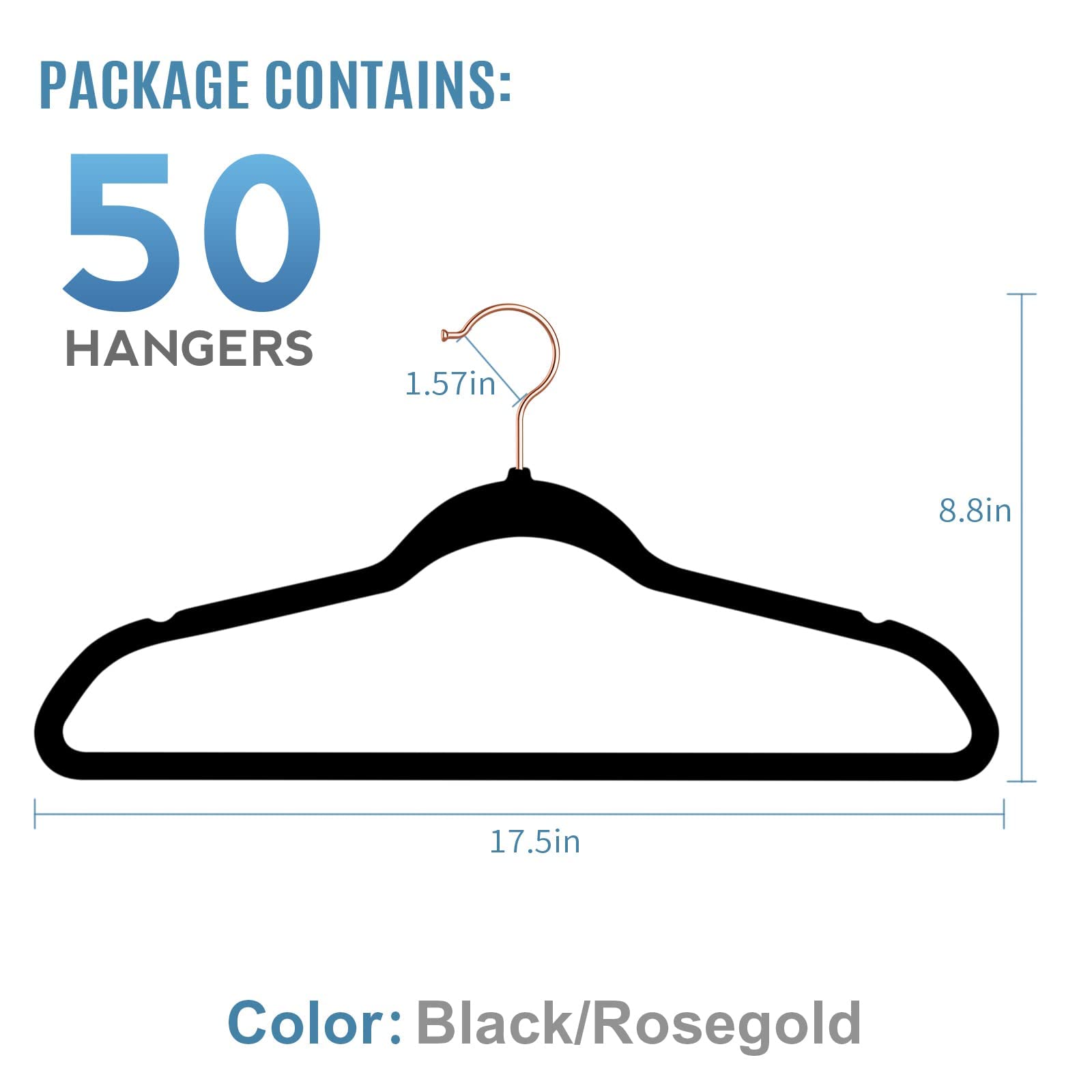 TIMMY Hangers Black Velvet Hangers - Suit Hangers (50-Pack) Ultra Thin Space Saving Coat Hanger and Heavy Duty Clothes Hangers Hold Up-to 10 Lbs, for Coats, Jackets, Pants and More