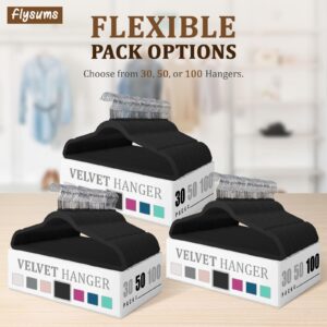 Premium Velvet Hangers 50 Pack, Heavy Duty Study Black Hangers for Coats, Suit & Dress - Non Slip Clothes Hanger Set - Space Saving Felt Hangers for Clothing