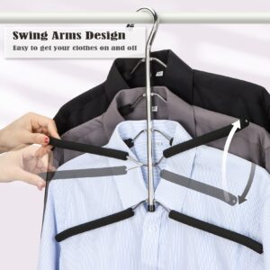 Hangers Space Saving Clothes Hanger 4 Packs Swing Arm Non Slip Padded Coat Hanger 5 Layers Heavy Duty Stainless Steel Sweater Shirt Hanger Closet Storage Organizer