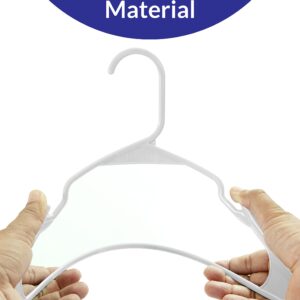 ROYALE 20 Pack White Plastic Hangers For Clothes - Heavy Duty Plastic Clothes Hanger Ideal For Everyday Standard Use - Lightweight & Space Saving Notched Plastic Hangers - Slim & Sleek Shoulder Groove