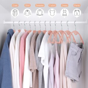 IEOKE Velvet Hangers, 50-Pack No Shoulder Bumps Suit Hangers Ultra Thin Space Saving 360 Degree Swivel Heavy Duty Hook Durable Hangers for Sweaters Coat Jackets Shirts Dresses (50 Pack, Pink/Silver)