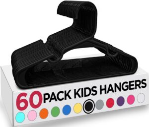 utopia home 60 pack kids hangers - 11.5 inch plastic baby hangers for closet - childrens hangers for clothes & infant hangers for closet - ideal for everyday standard use (black)