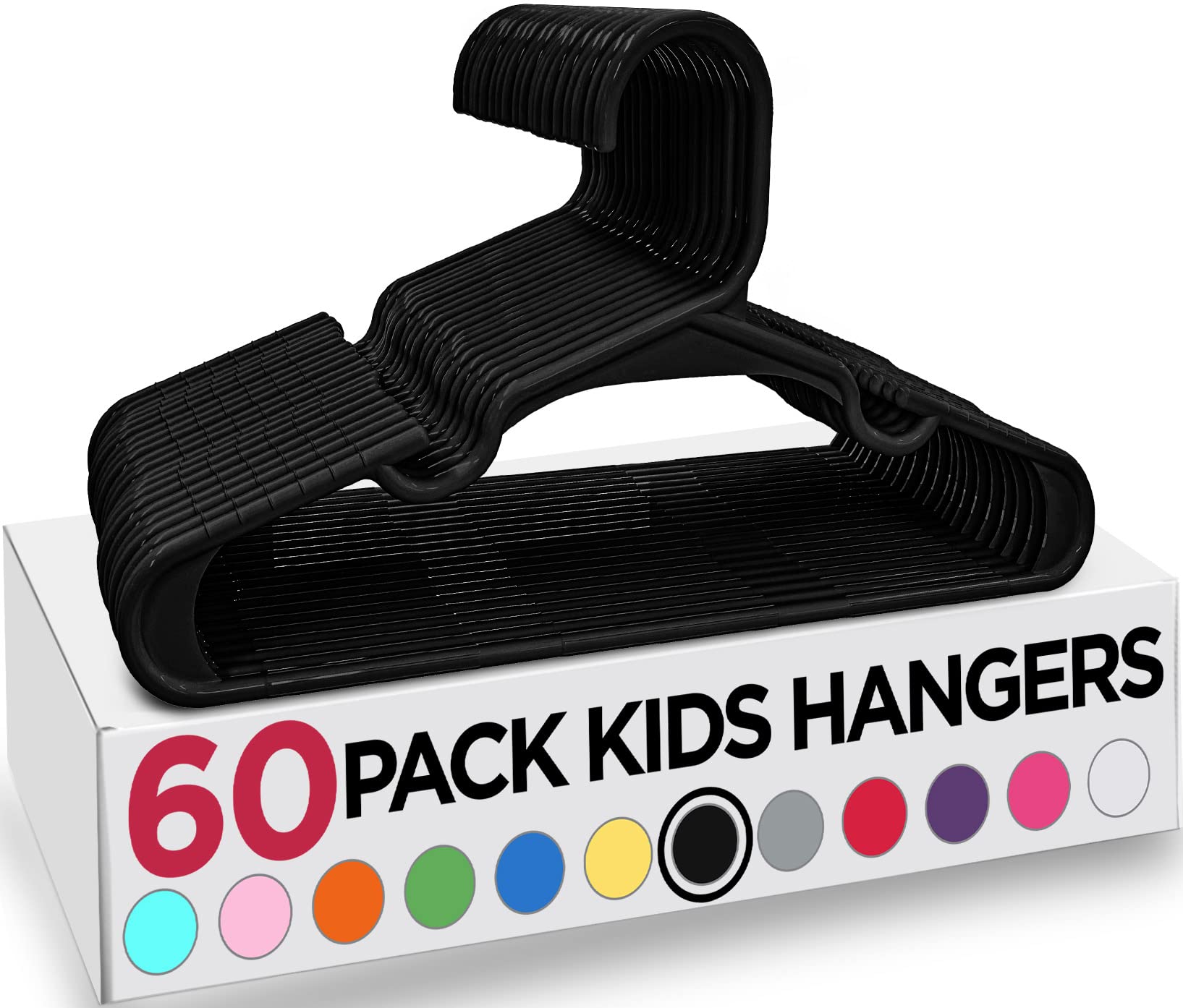 Utopia Home 60 Pack Kids Hangers - 11.5 Inch Plastic Baby Hangers for Closet - Childrens Hangers for Clothes & Infant Hangers for Closet - Ideal for Everyday Standard Use (Black)