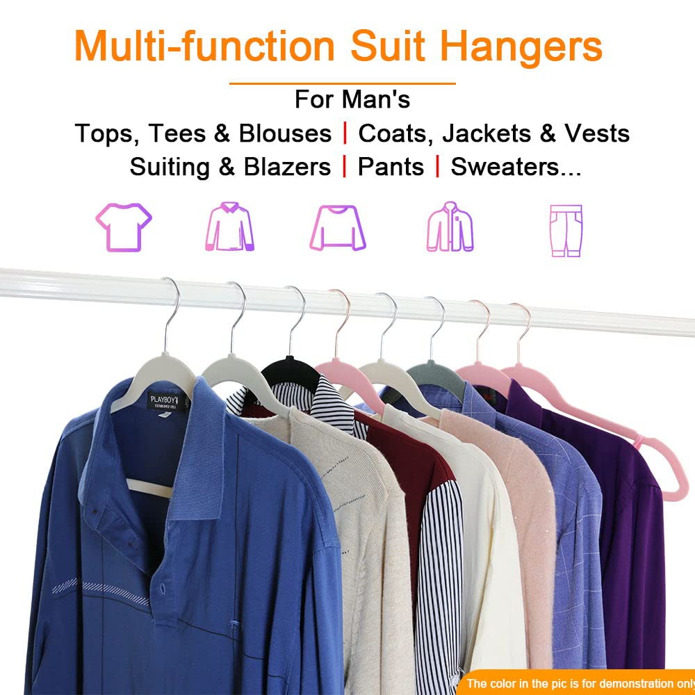 50+10 Pack Non-Slip Velvet Hangers Suit Clothes Hanger Space Saving Hangers 15~20LBS Heavy Duty Hangers 17.5"