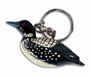 star int'l hand painted loon bird key chain keyring