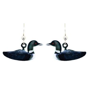 loon earrings by d'ears non-tarnish sterling silver french hook ear wire