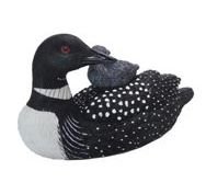 Rustic Axentz Miniature Black Loon Duck Figure, Collectible Figurine Statuette, 3" (with Baby)