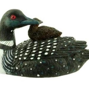 Rustic Axentz Miniature Black Loon Duck Figure, Collectible Figurine Statuette, 3" (with Baby)