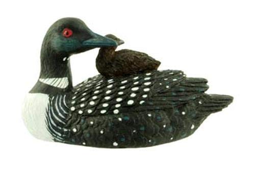 Rustic Axentz Miniature Black Loon Duck Figure, Collectible Figurine Statuette, 3" (with Baby)