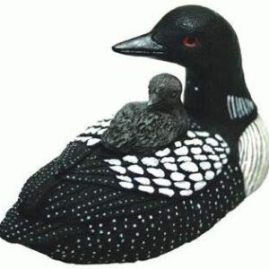 Rustic Axentz Miniature Black Loon Duck Figure, Collectible Figurine Statuette, 3" (with Baby)