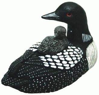 Rustic Axentz Miniature Black Loon Duck Figure, Collectible Figurine Statuette, 3" (with Baby)