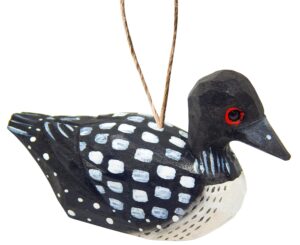 common loon duck wood ornament hanging figurine handmade carved decoration