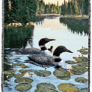 Pure Country Weavers Enchanted Passage Loons Blanket by Derk Hanson - Lake Lodge Cabin Gift Tapestry Throw Woven from Cotton - Made in The USA (72x54)