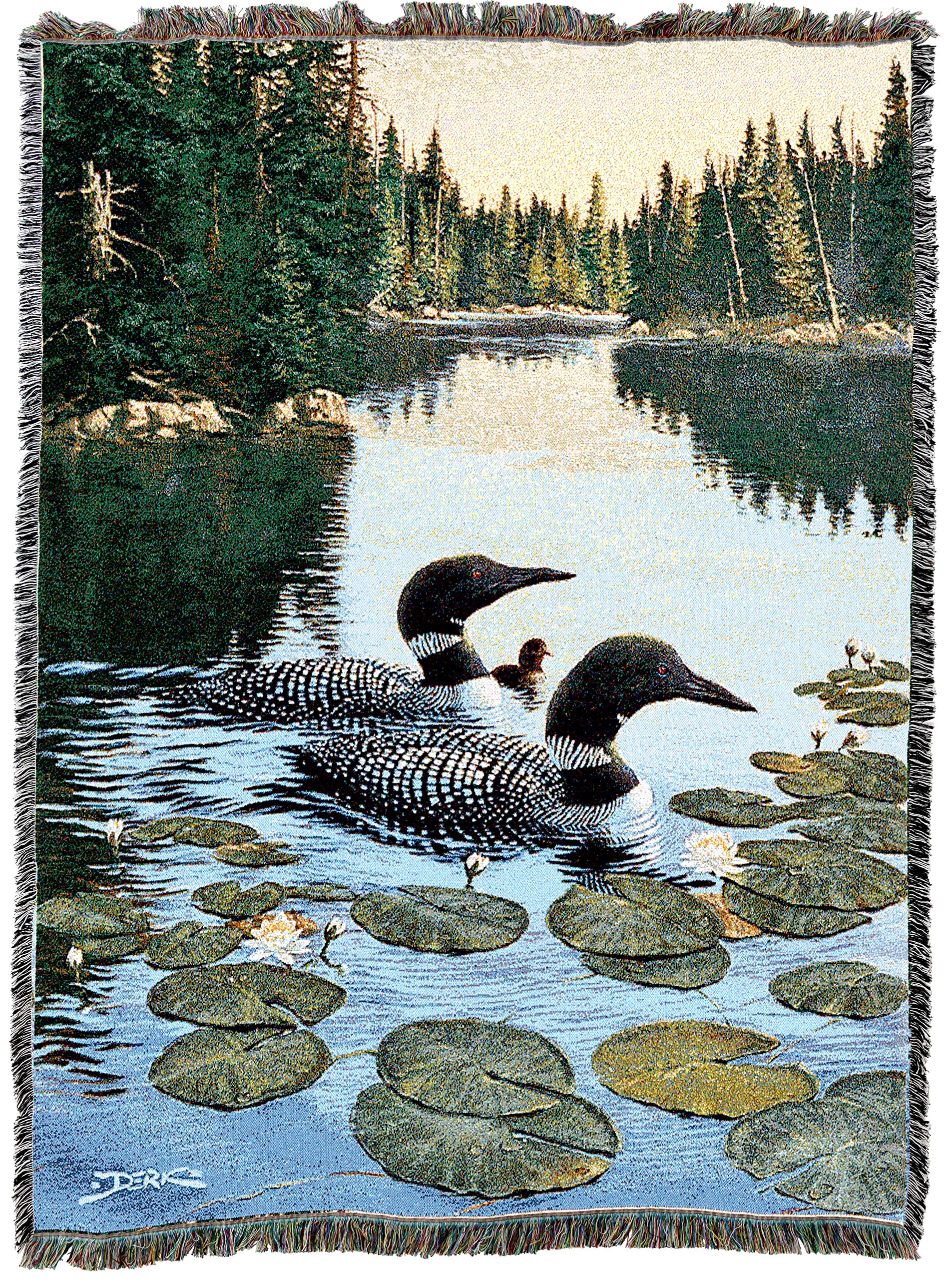 Pure Country Weavers Enchanted Passage Loons Blanket by Derk Hanson - Lake Lodge Cabin Gift Tapestry Throw Woven from Cotton - Made in The USA (72x54)