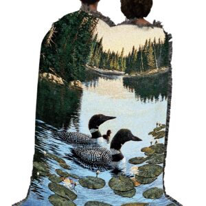 Pure Country Weavers Enchanted Passage Loons Blanket by Derk Hanson - Lake Lodge Cabin Gift Tapestry Throw Woven from Cotton - Made in The USA (72x54)