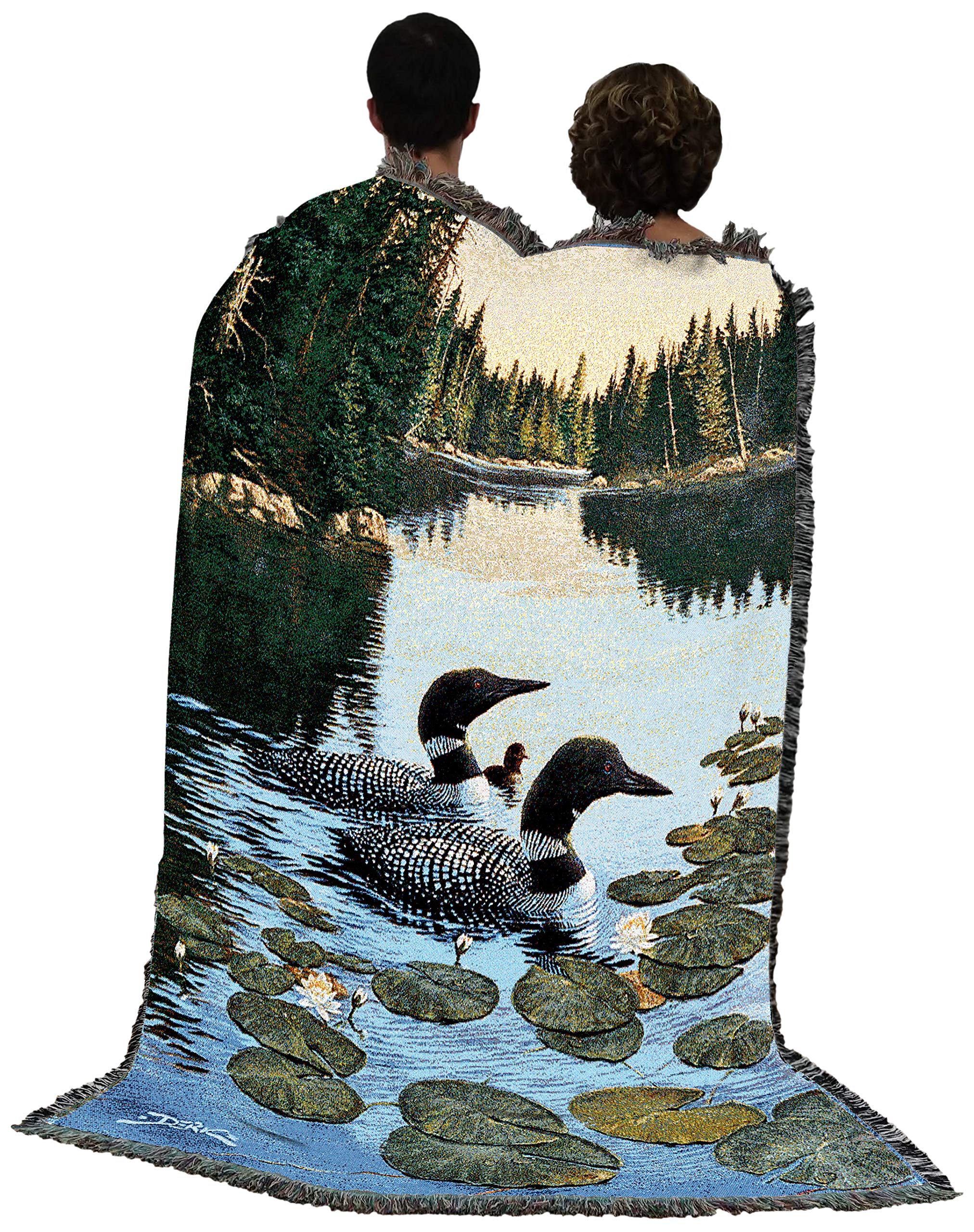 Pure Country Weavers Enchanted Passage Loons Blanket by Derk Hanson - Lake Lodge Cabin Gift Tapestry Throw Woven from Cotton - Made in The USA (72x54)