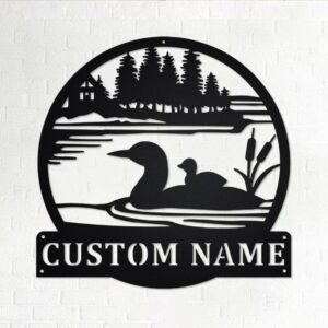 custom loon duck metal wall art, personalized loon duck name sign decoration for farmhouse ranche, loon duck home decor for new year easter, custom loon duck iron art signs crafts for duck lover