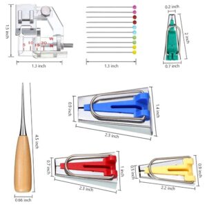 Bias Tape Maker Set, Neo LOONS Sewing Fabric Bias Tape Maker Tool Kit with Binder Foot, 6MM 12MM 18MM 25MM 4 Sizes DIY Patchwork Sewing Accessories Tools Set for Quilt Binding