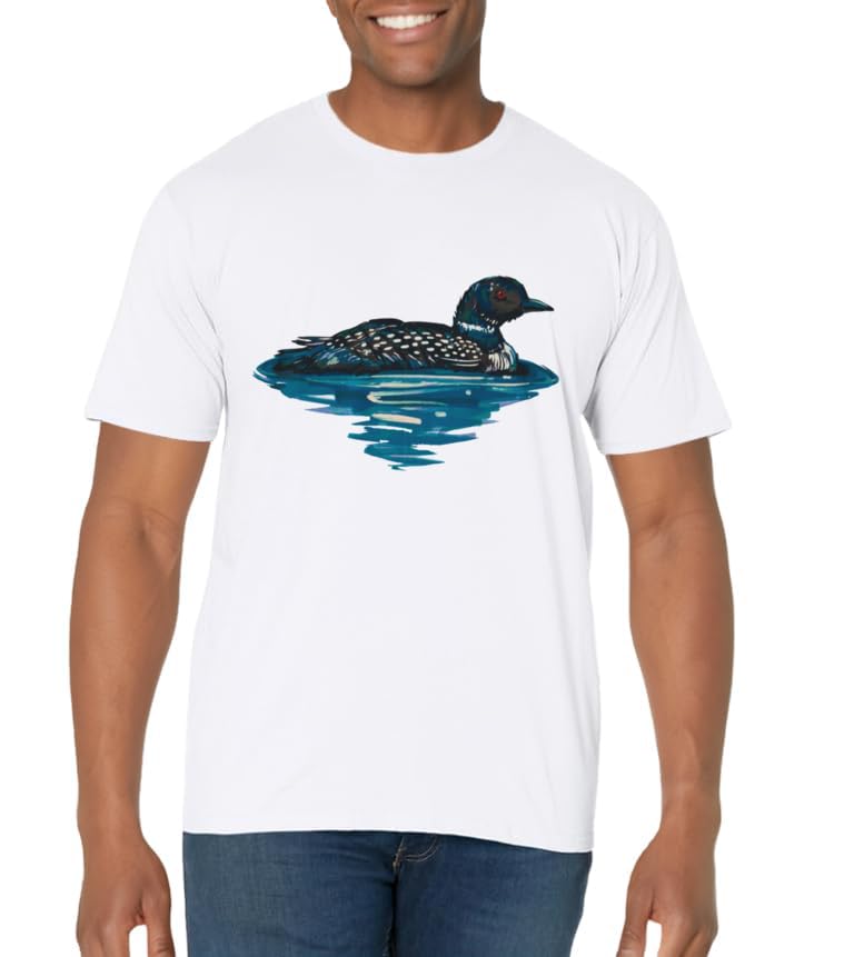 Loon Bird Painting Duck Lake T-Shirt