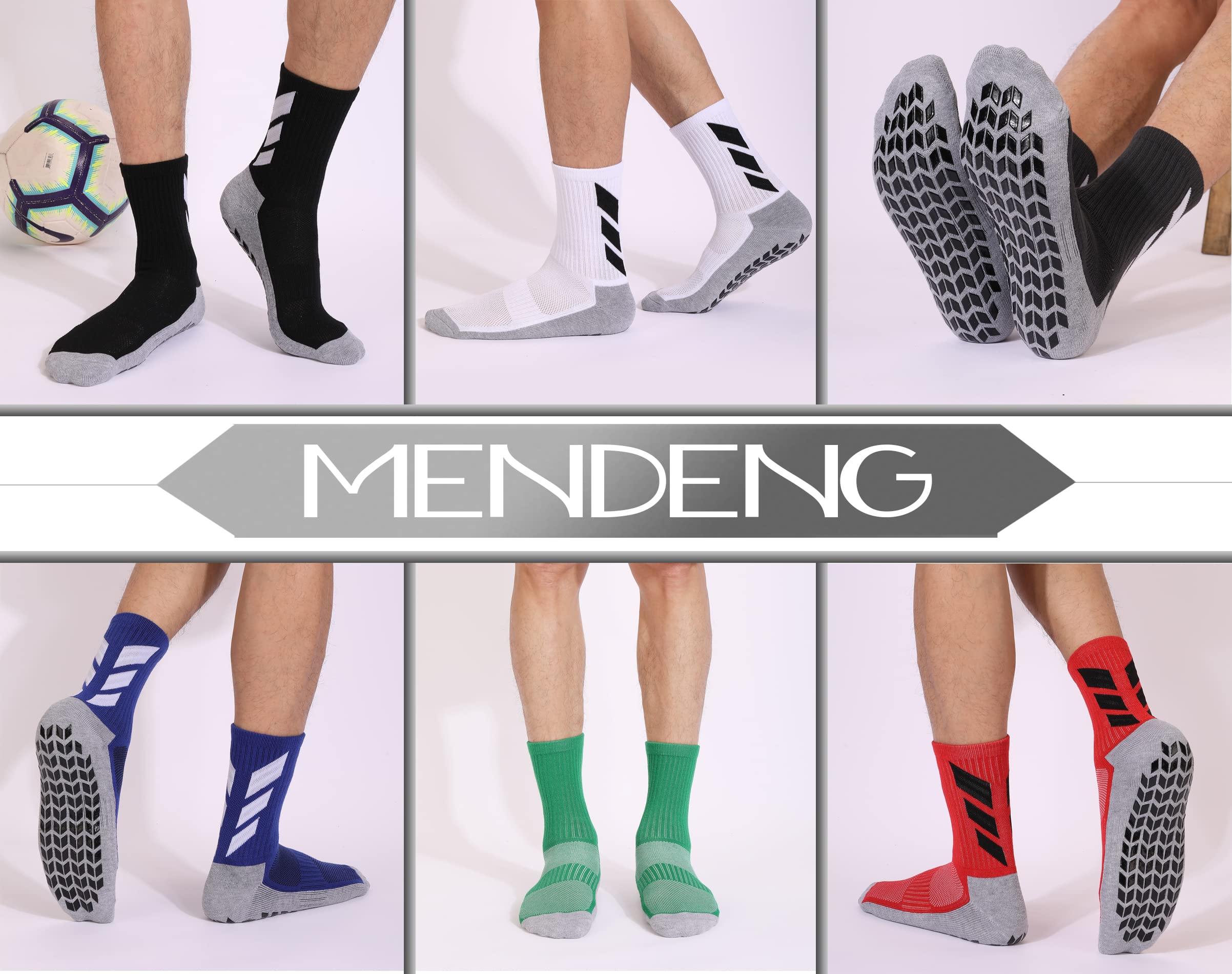 MENDENG Grip Soccer Socks Men Soccer Socks Youth Non Slip Anti Slip Gripper Yoga Hospital Football Accessories Soccer Training Equipment Baseball