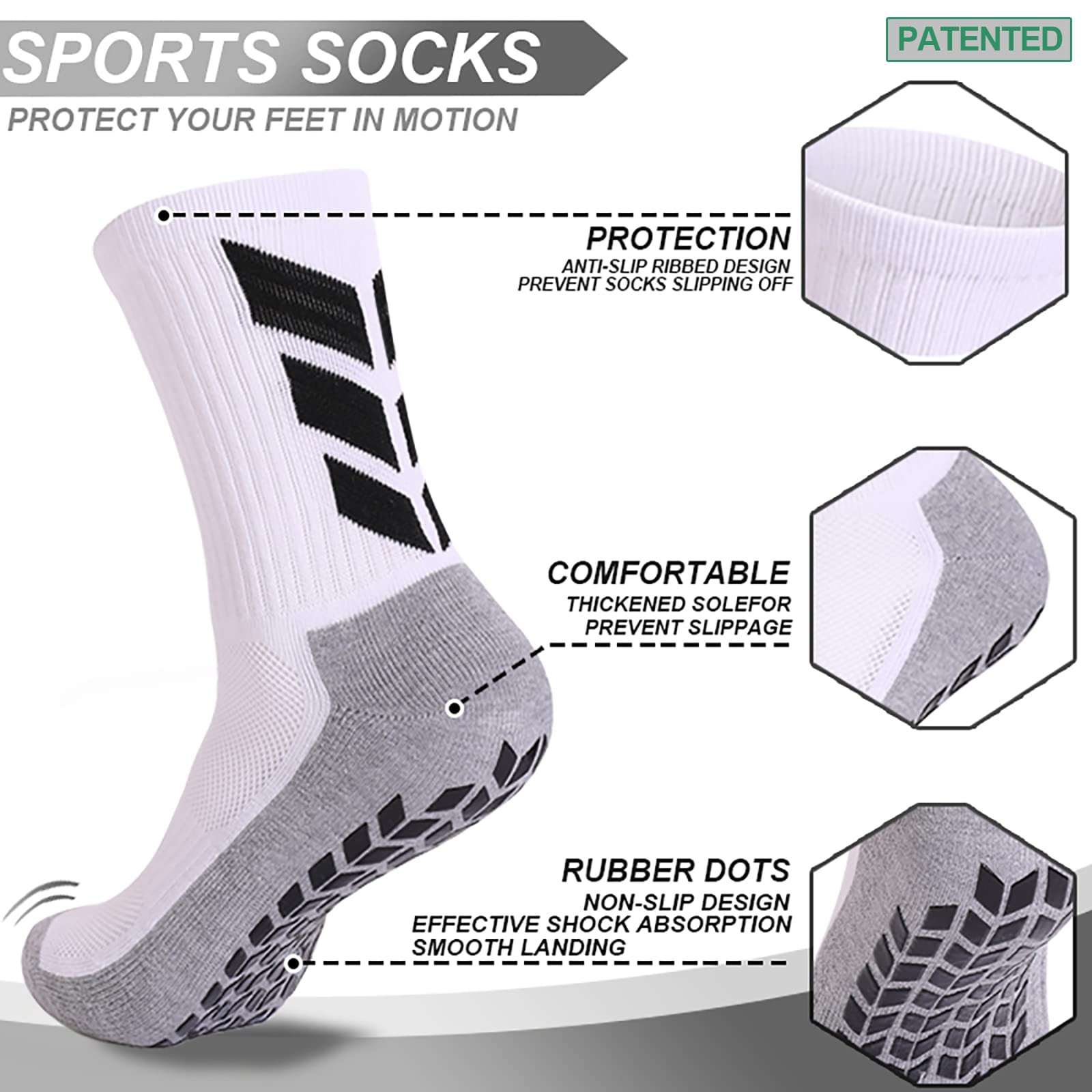 MENDENG Grip Soccer Socks Men Soccer Socks Youth Non Slip Anti Slip Gripper Yoga Hospital Football Accessories Soccer Training Equipment Baseball