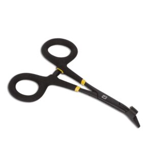 hareline dubbin loon outdoors rogue hook removal forceps, 5.5 inches, black/yellow