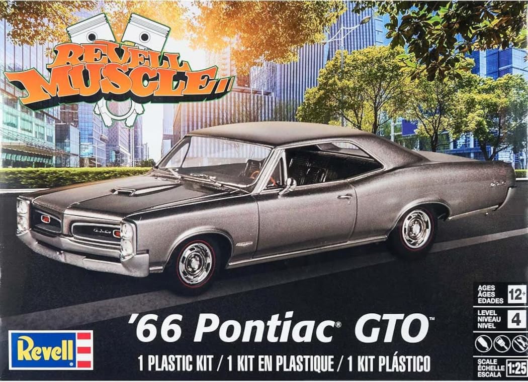 Revell 85-4479 '66 Pontiac GTO Model Car Kit 1:25 Scale 114-Piece Skill Level 4 Plastic Model Building Kit, Silver