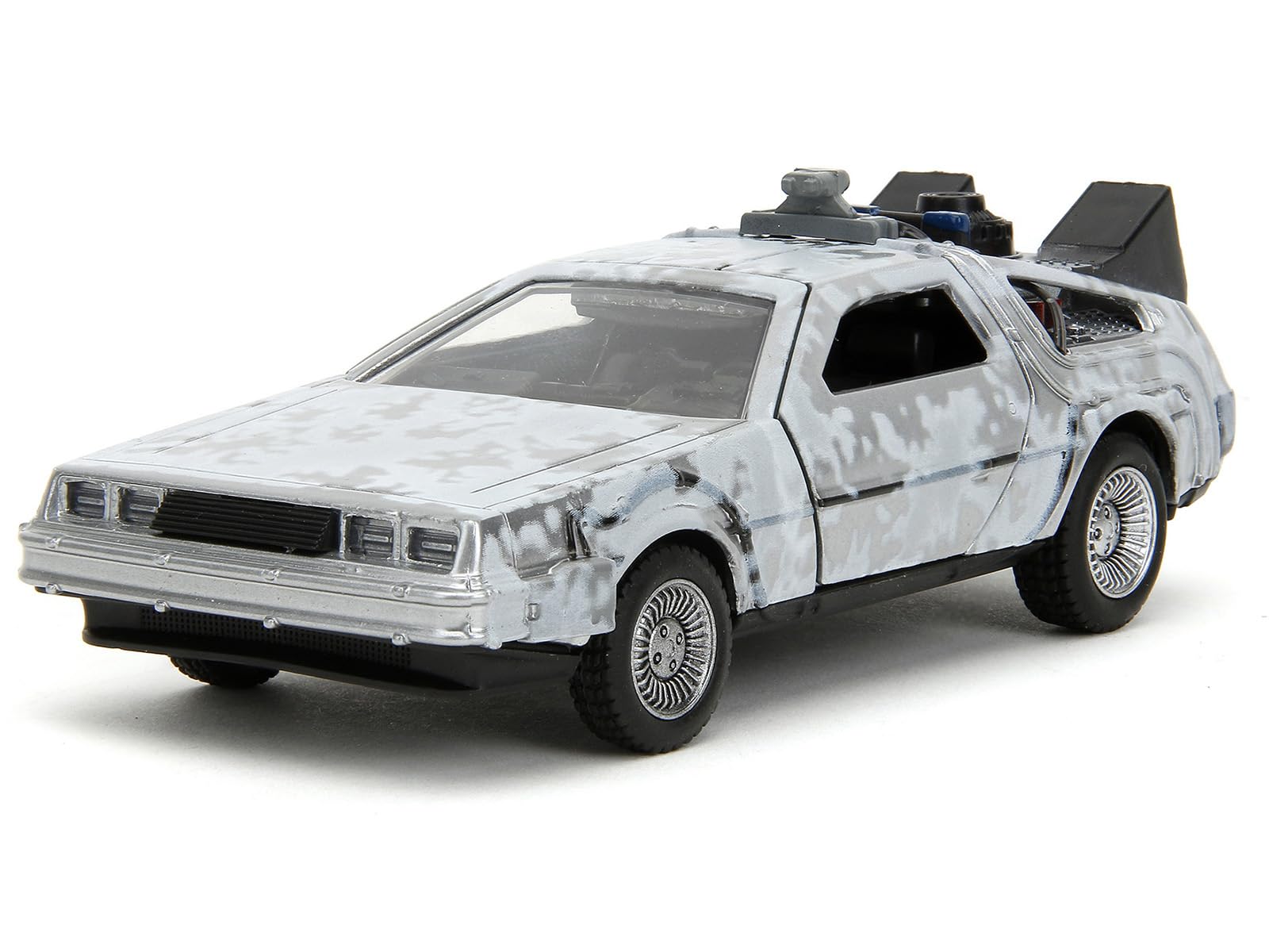 DMC Delorean Time Machine Brushed Metal (Frost Version) Back to The Future (1985) Movie Hollywood Rides Series 1/32 Diecast Model Car by Jada 34785