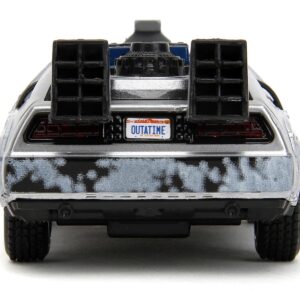 DMC Delorean Time Machine Brushed Metal (Frost Version) Back to The Future (1985) Movie Hollywood Rides Series 1/32 Diecast Model Car by Jada 34785