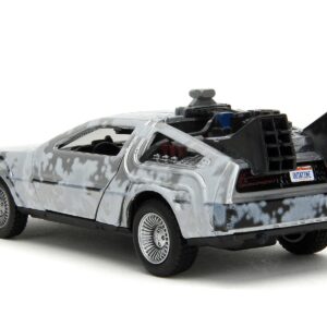 DMC Delorean Time Machine Brushed Metal (Frost Version) Back to The Future (1985) Movie Hollywood Rides Series 1/32 Diecast Model Car by Jada 34785