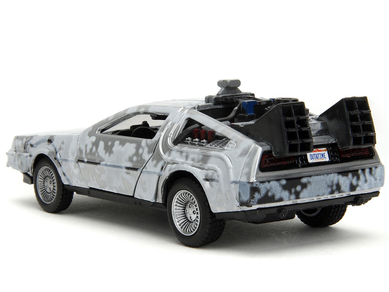 DMC Delorean Time Machine Brushed Metal (Frost Version) Back to The Future (1985) Movie Hollywood Rides Series 1/32 Diecast Model Car by Jada 34785