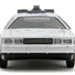 DMC Delorean Time Machine Brushed Metal (Frost Version) Back to The Future (1985) Movie Hollywood Rides Series 1/32 Diecast Model Car by Jada 34785