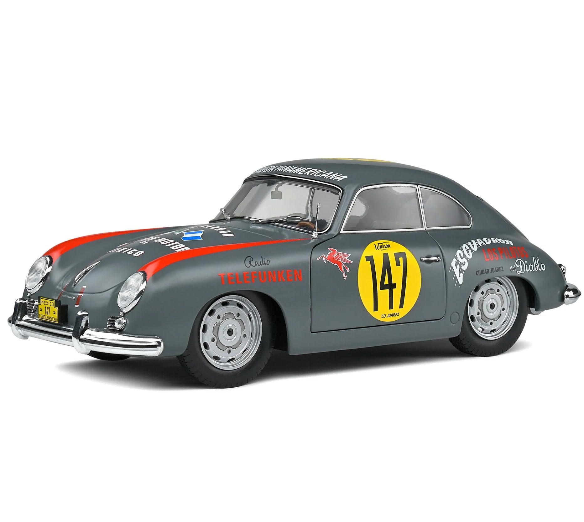 356 Pre-A #147 Gray with Graphics Carrera Panamericana (1954) "Competition Series 1/18 Diecast Model Car by Solido S1802807