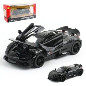 diecast toy car mclaren 765lt sports car model,zinc alloy simulation casting pull back vehicles,1:32 scale mini supercar toys with lights and music for toddlers kids children gift (765lt-black)