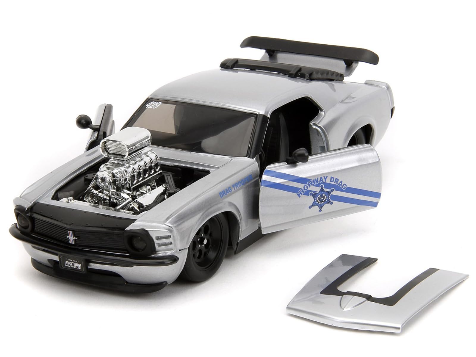 1970 Boss 429 Silver Metallic Highway Drag - Drag Trooper Bigtime Muscle Series 1/24 Diecast Model Car by Jada 35021