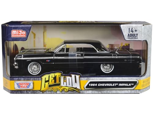 1964 Chevy Impala Lowrider Hard Top Black Get Low Series 1/24 Diecast Car Model by Motormax 79021bk-bk