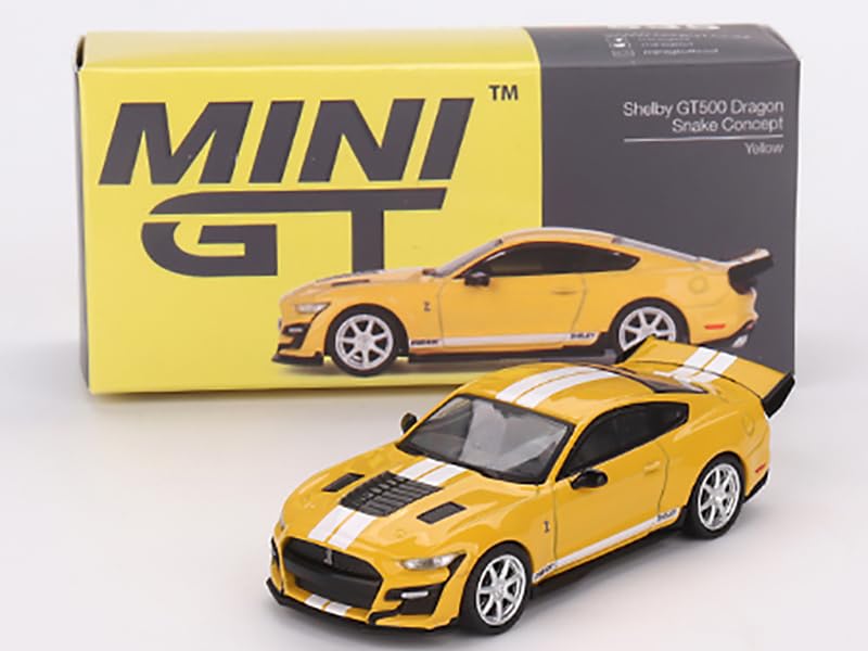 Shelby GT500 Dragon Snake Concept Yellow with White Stripes Limited Edition to 3240 Pieces Worldwide 1/64 Diecast Model Car by True Scale Miniatures MGT00535