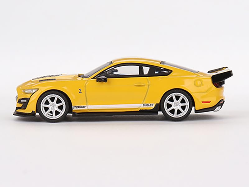 Shelby GT500 Dragon Snake Concept Yellow with White Stripes Limited Edition to 3240 Pieces Worldwide 1/64 Diecast Model Car by True Scale Miniatures MGT00535