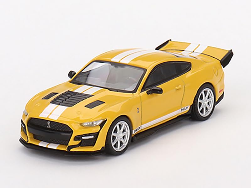 Shelby GT500 Dragon Snake Concept Yellow with White Stripes Limited Edition to 3240 Pieces Worldwide 1/64 Diecast Model Car by True Scale Miniatures MGT00535