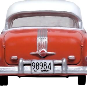 1954 Pontiac Chieftain 4 Door Coral Red with Winter White Top 1/87 (HO) Scale Diecast Model Car by Oxford Diecast 87PC54004