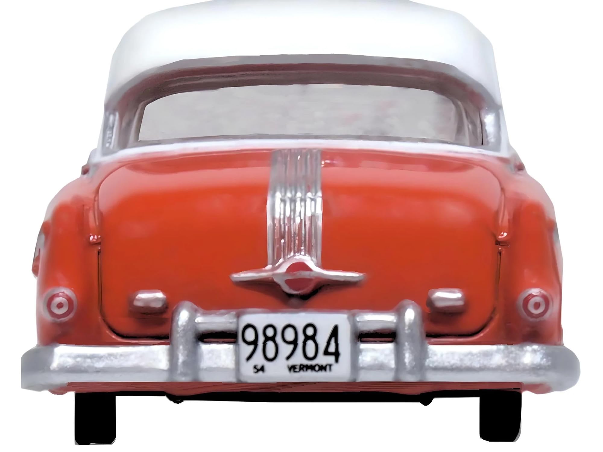 1954 Pontiac Chieftain 4 Door Coral Red with Winter White Top 1/87 (HO) Scale Diecast Model Car by Oxford Diecast 87PC54004