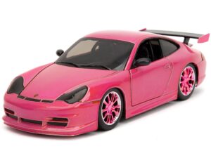 911 gt3 rs pink metallic with pink wheels pink slips series 1/24 diecast model car by jada 34847