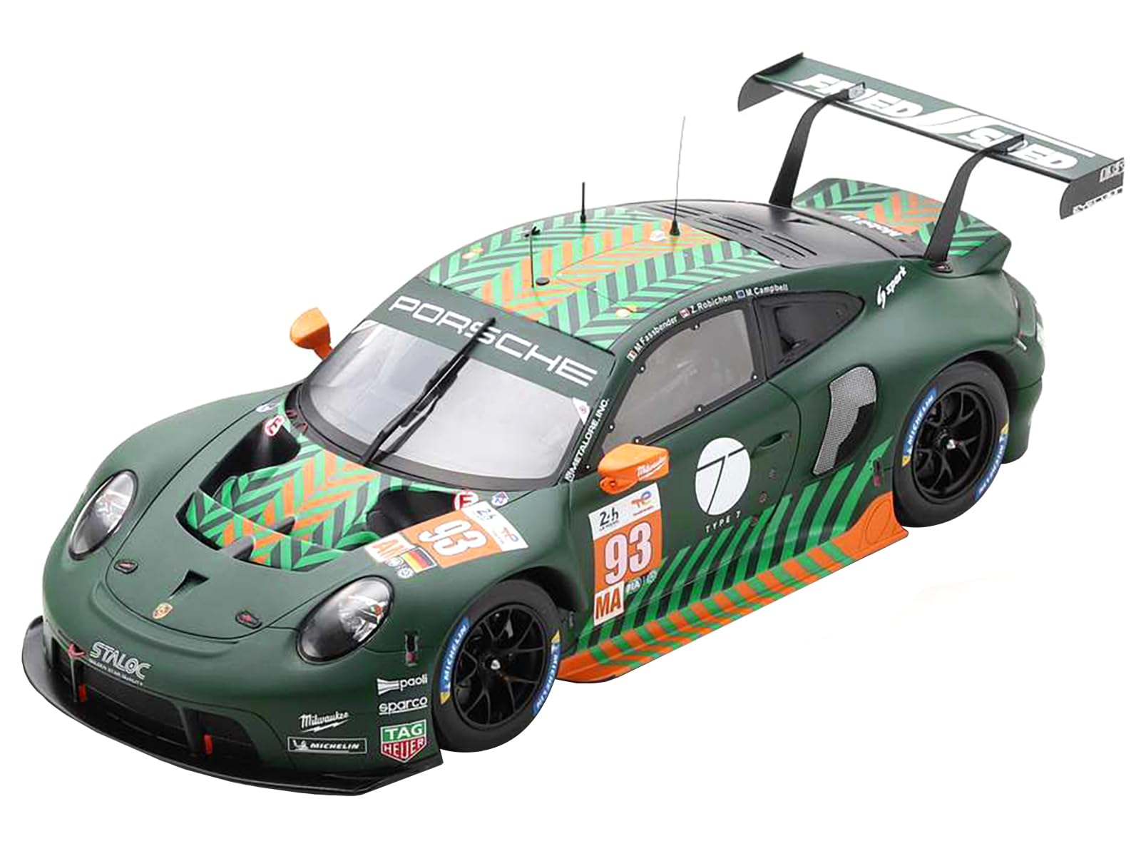 911 RSR-19#93 Michael Fassbender - Matt Campbell - Zacharie Robichon Proton Competition GTE Am 24 Hours of Le Mans (2022) with Acrylic Display Case 1/18 Model Car by Spark 18S823