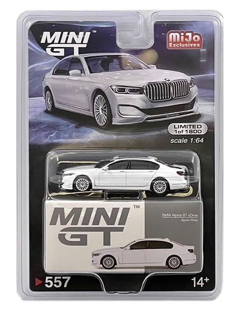 True Scale Miniatures Model Car Compatible with BMW Alpina B7 xDrive Alpine White Limited Edition 1/64 Diecast Model Car MGT00557