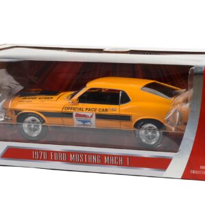 1970 Mach 1 Yellow with Black Stripes Michigan International Speedway Official Pace Car 1/18 Diecast Model Car by Highway 61 HWY-18035