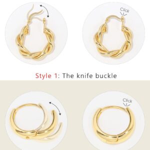 Adoyi Gold Hoop Earrings Set for Women Girls Gold Hoops Twisted Huggie Hoops Earrings 14K Plated Gold Jewelry Set for Women Girl Gift Lightweight 9 Pairs Ear Cuffs Gold Jewelry for Women