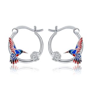 hummingbird earrings sterling silver hummingbird hoop earrings hummingbird jewelry gifts for women